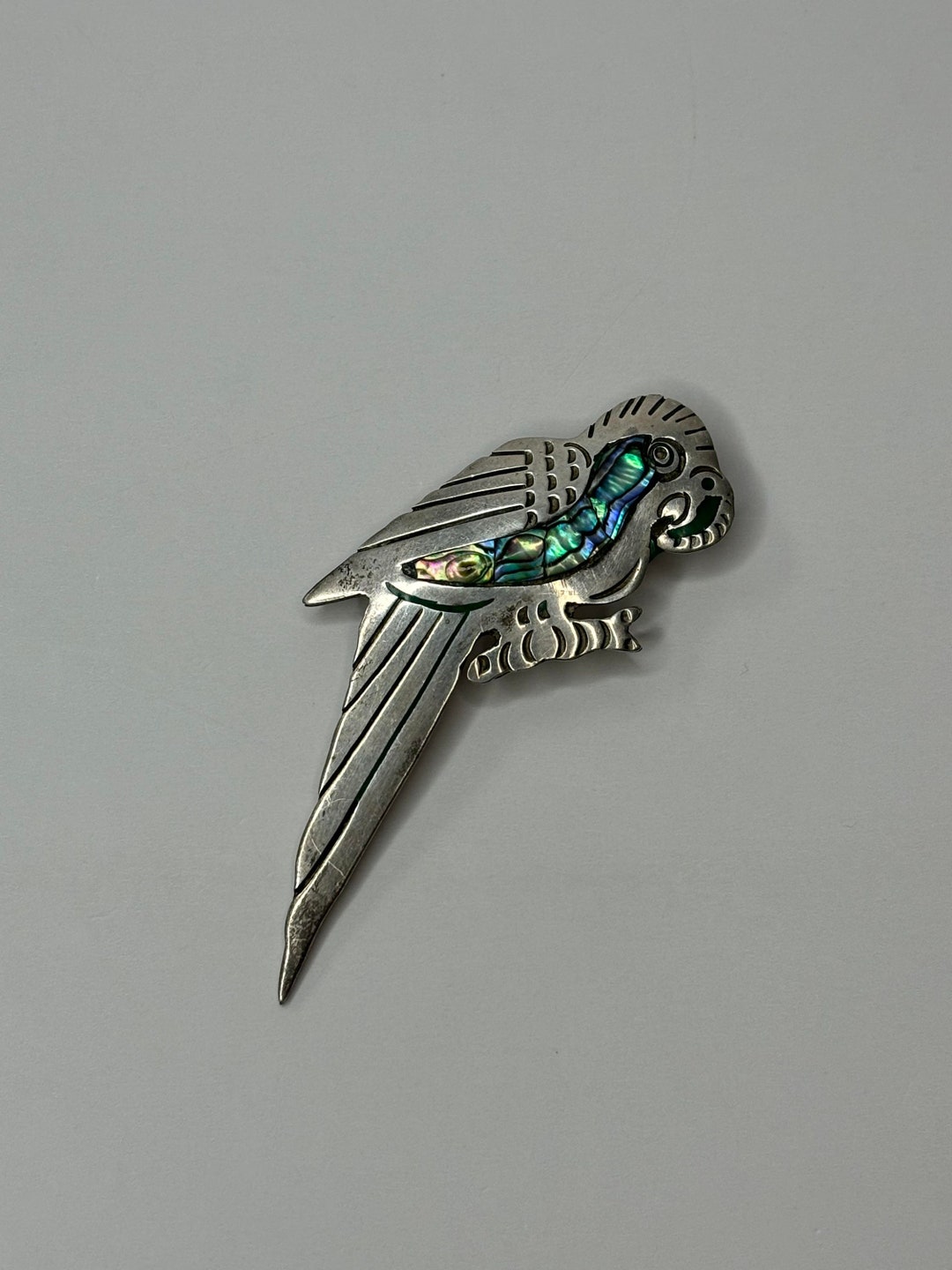 Vintage Sterling Silver Inlay Abalone Parrot Brooch Pin - Etsy