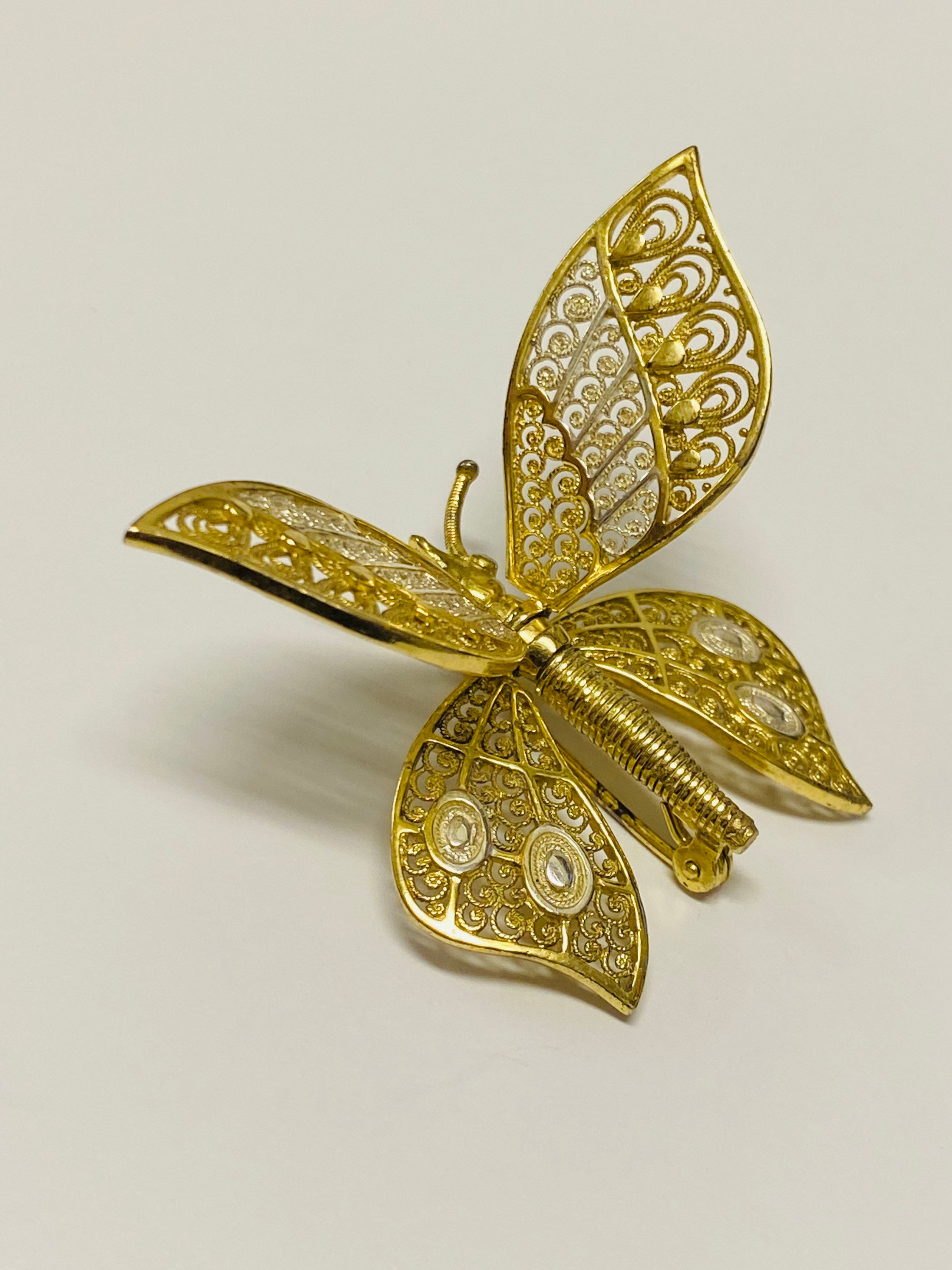 Vintage Van Lou Germany Sterling Silver Two-tone Filigree Butterfly ...