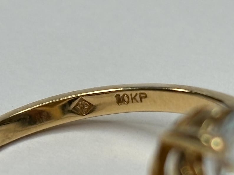 Vintage 10K Yellow Gold Pear Cut Aquamarine and Diamond Accent Ring - Etsy