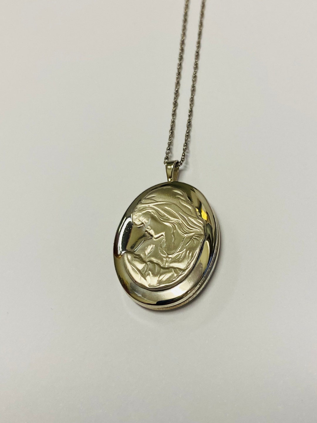 Vintage Sterling Silver PPC Fingerprint Mother & Child Locket Necklace ...