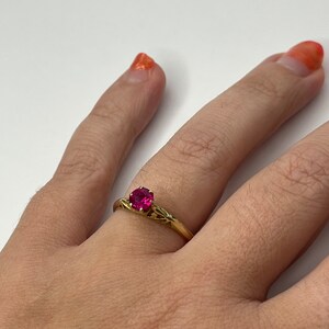 Vintage 14k Yellow Gold Round Cut Synthetic Ruby Ring - Etsy