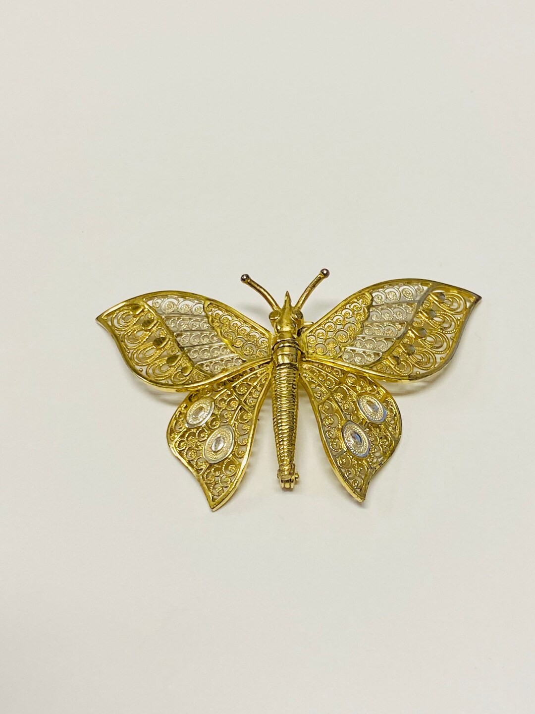 Vintage Van Lou Germany Sterling Silver Two-tone Filigree Butterfly ...