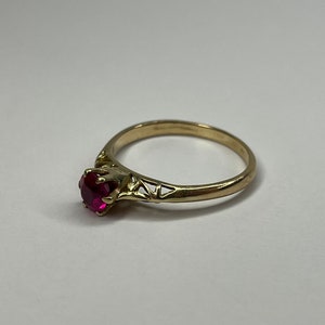 Vintage 14k Yellow Gold Round Cut Synthetic Ruby Ring - Etsy