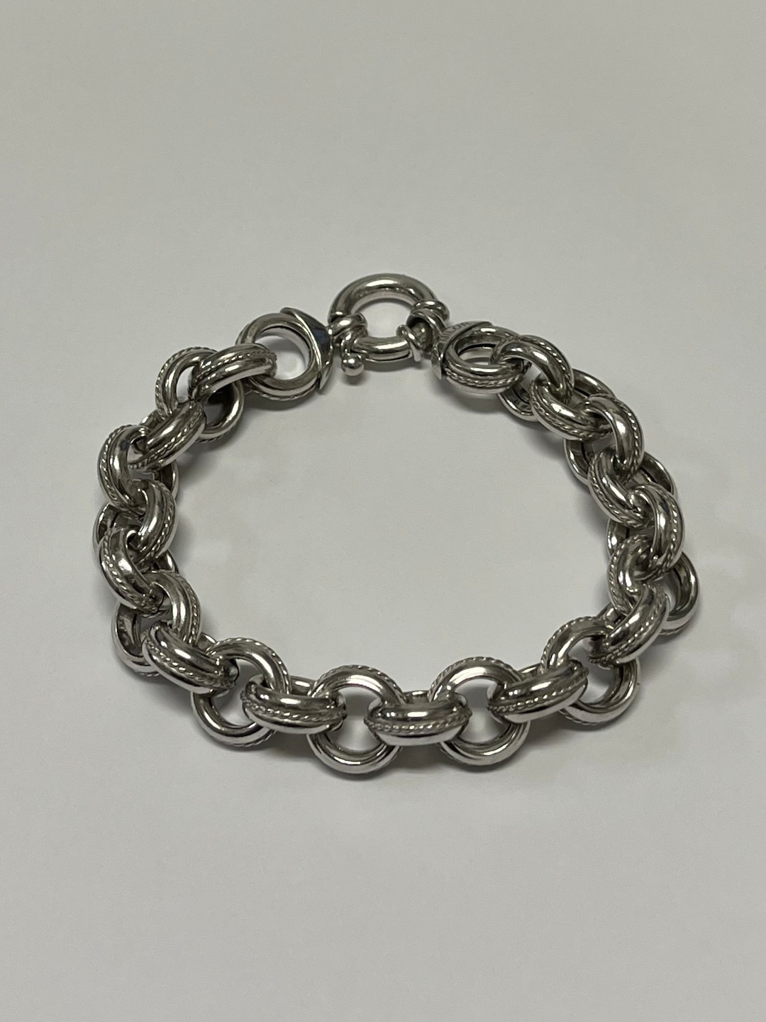 Vintage Milor Italy Sterling Silver Textured Circle Link Bracelet - Etsy