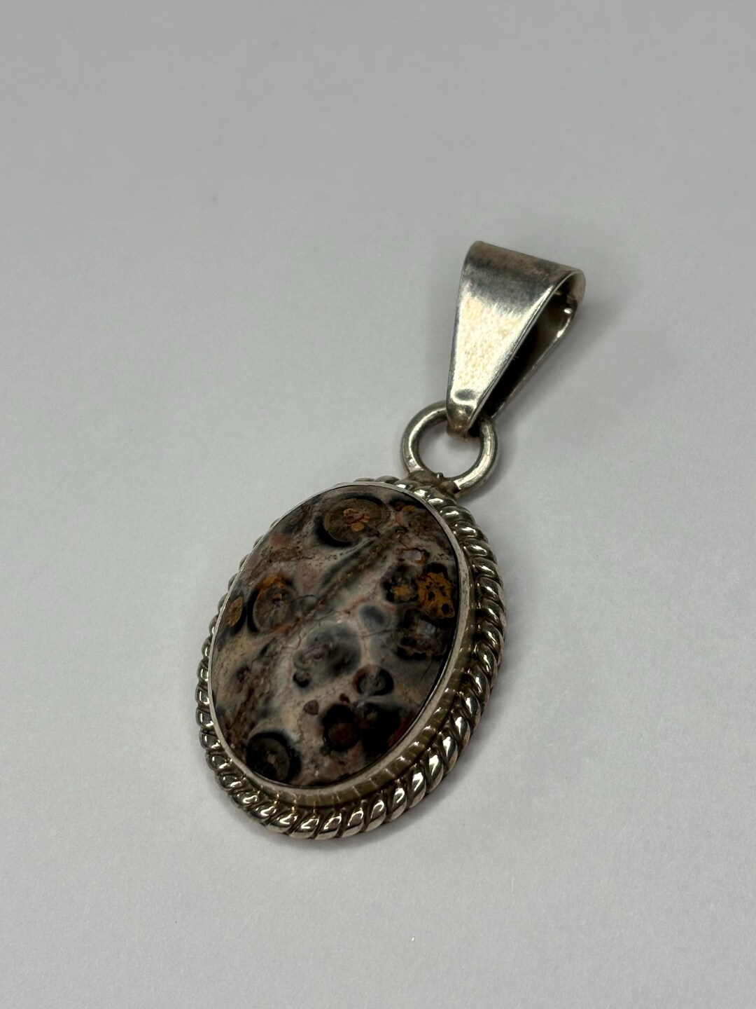 Vintage Mexico Sterling Silver Leopard Jasper Oval Pendant - Etsy