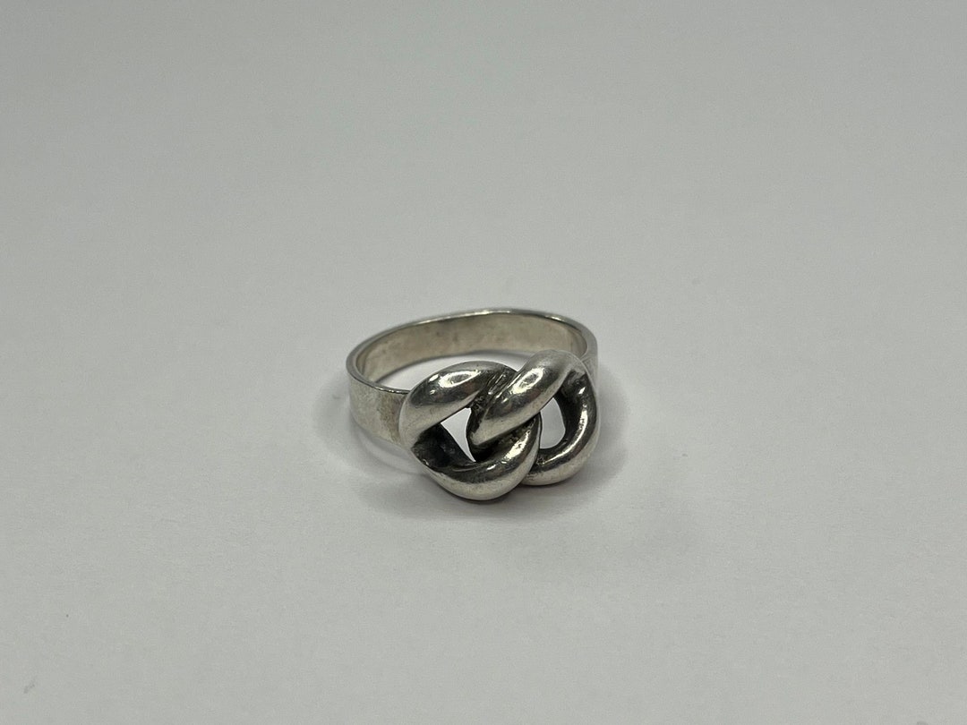 Vintage 800 Silver Unique Interlocking Knot Design Ring - Etsy