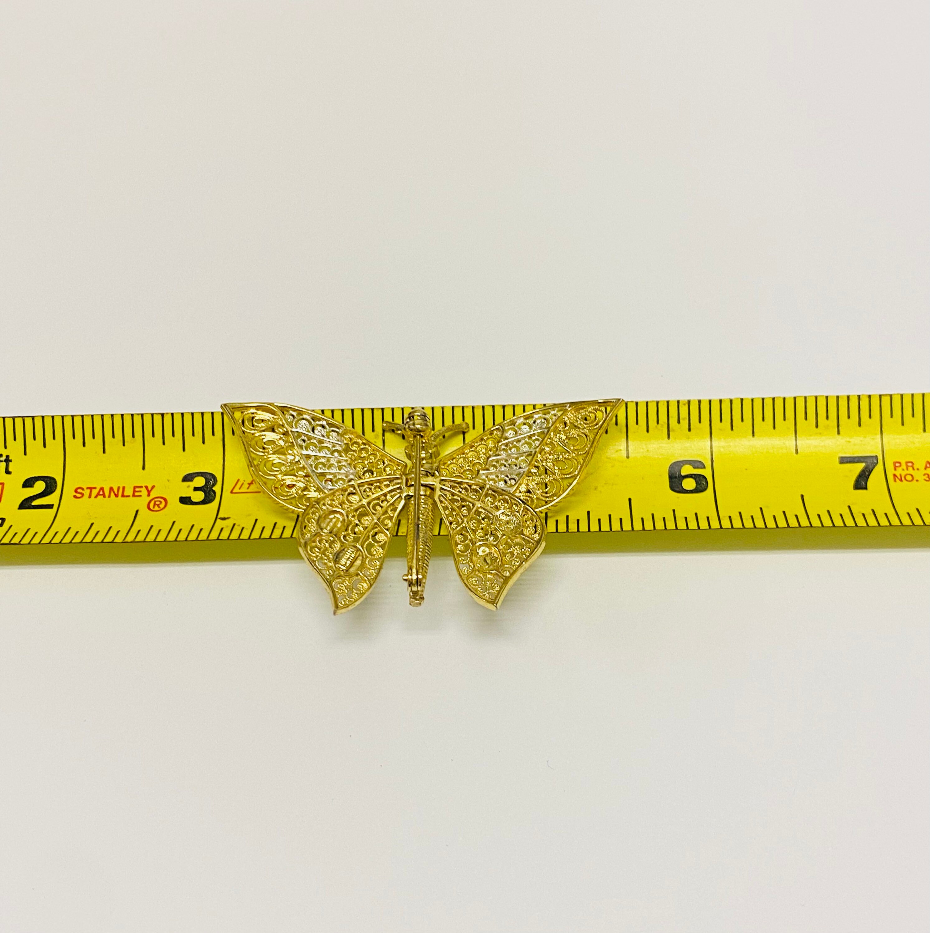 Vintage Van Lou Germany Sterling Silver Two-tone Filigree Butterfly ...