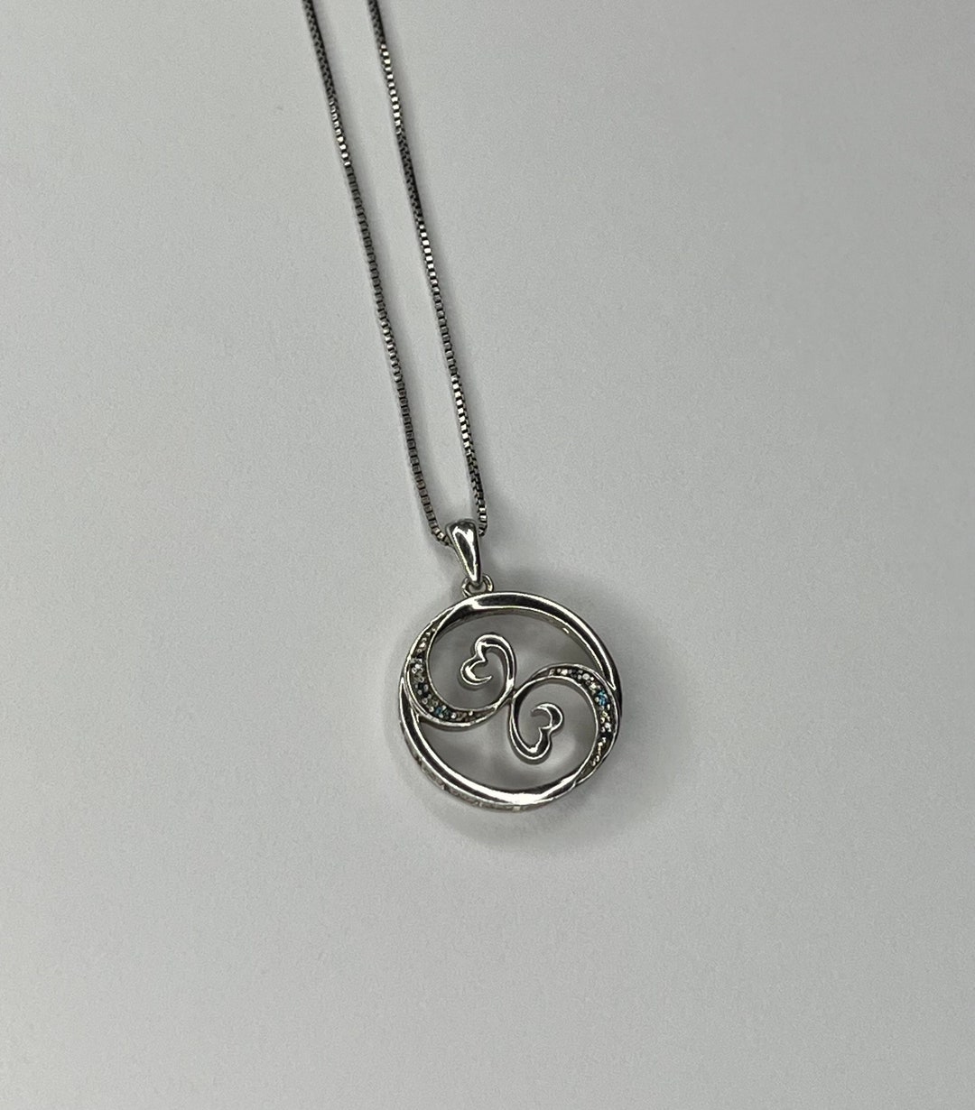 Sterling Silver Jane Seymour Blue Diamond Open Heart Pendant Necklace ...