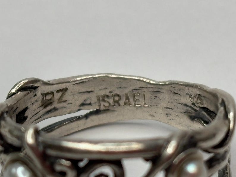 Vintage Unique Israel Sterling Silver Wire Wrap Pearl Ring - Etsy