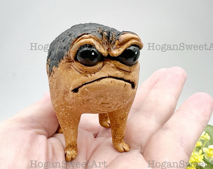 Original Art, Grumpy Black African Rain Frog Figurine, One of a Kind ...