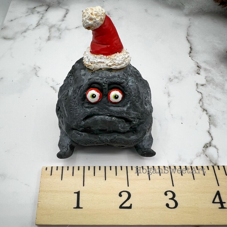 Grumpy Lump of Christmas Coal Figurine, Bah Humbug Sculpture, Original ...