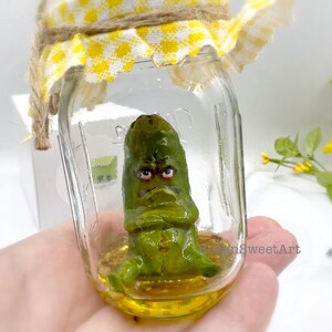 Grumpy Pickle in a Jar Sculpture, One of a Kind Whimsical Art , Unique ...