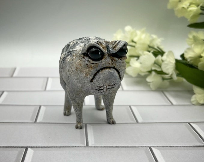 Grumpy Gray Cape Rain Frog Figurine, Angry Avocado, Grumpy Toad, One of ...
