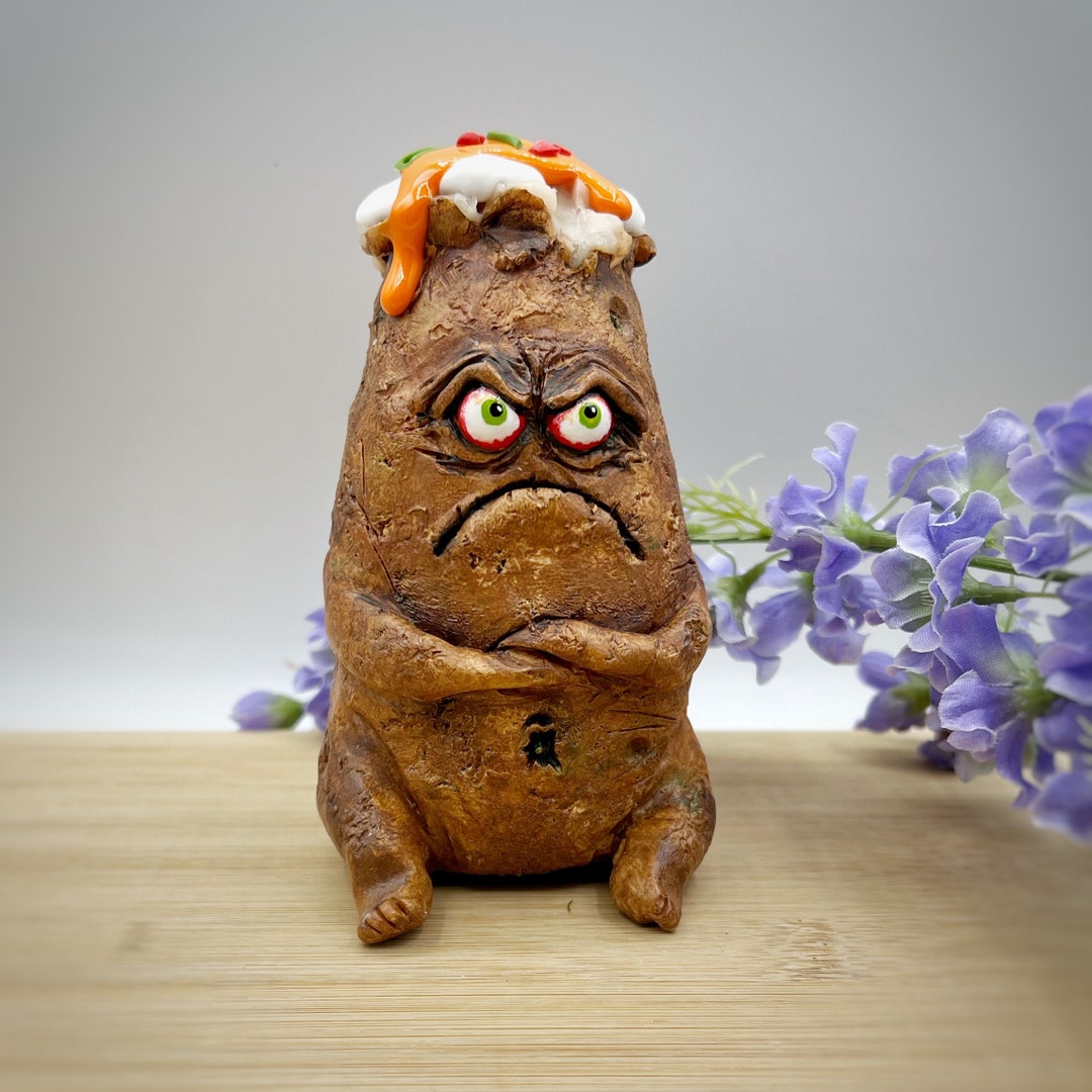 Grumpy Fully Loaded Baked Potato Figurine, Whimsical Desk Decor Buddy ...