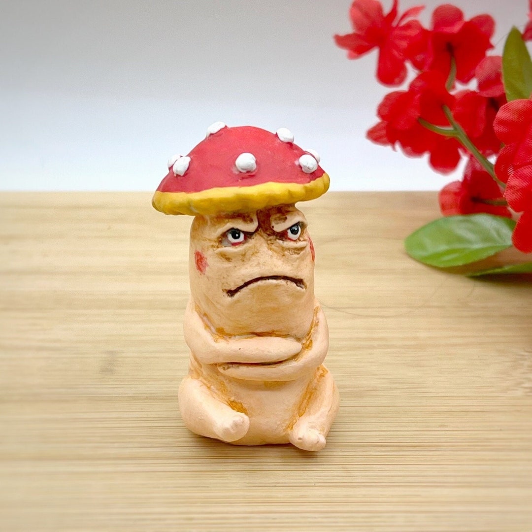 Grumpy Mushroom Creature Whimsical Fungus Angry Fantasy - Etsy