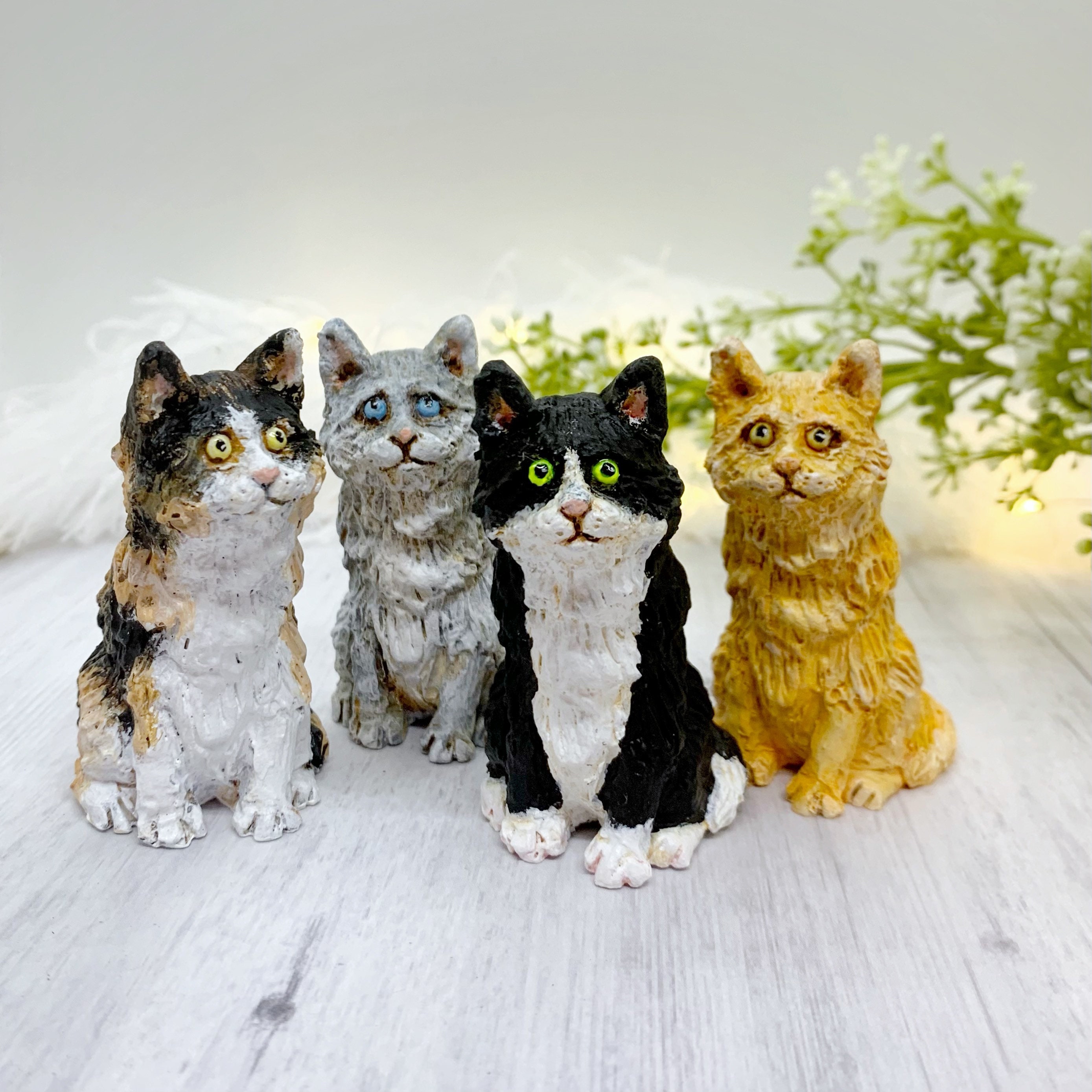 Figurines & Knick Knacks Art & Collectibles Cute floral cat polymer ...