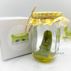 Grumpy Pickle in a Jar Sculpture, One of a Kind Whimsical Art , Unique ...