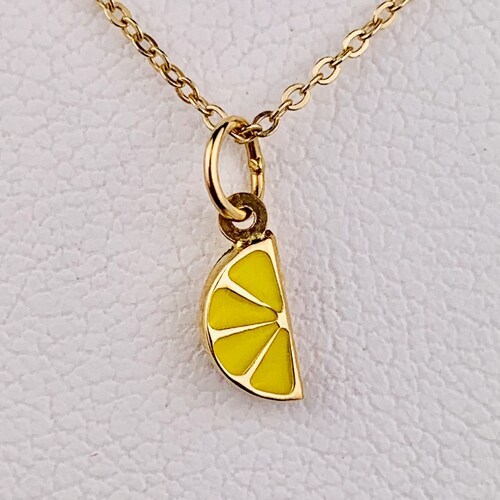 Gold Lemon Necklace Gold Fruit Pendant 9K 14K 18K Gold | Etsy