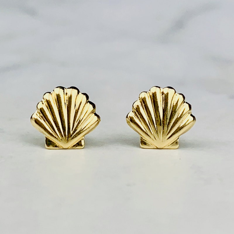 Shell Earring Stud Gold - Etsy