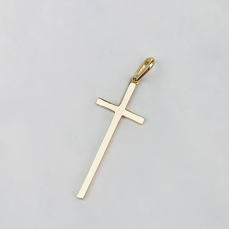 14K Solid Yellow Gold Cross Pendant: Minimalist Religious Gift - Etsy