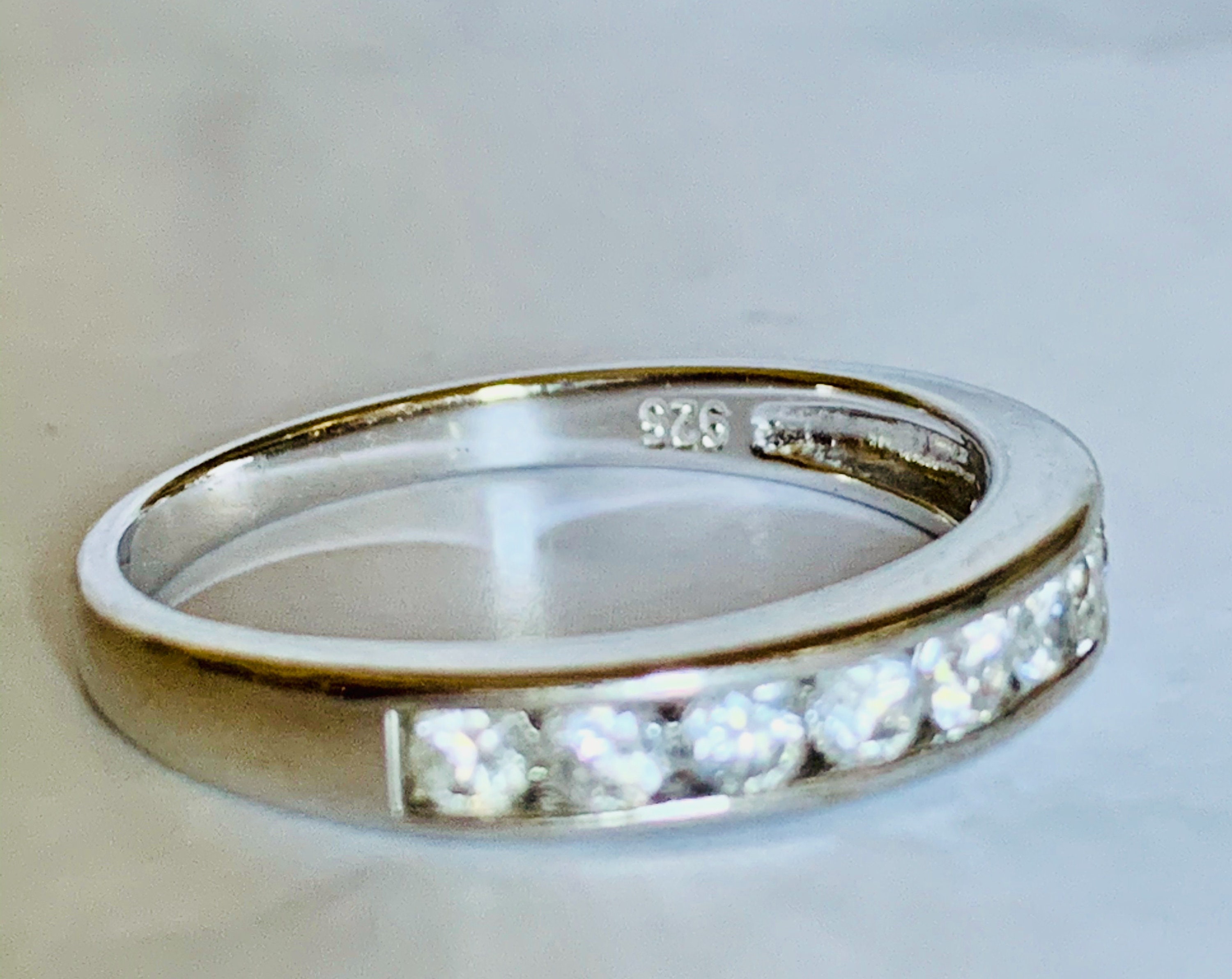 Vintage 925 Silver Round Cut Diamonique CZ Chanel Setting Half | Etsy