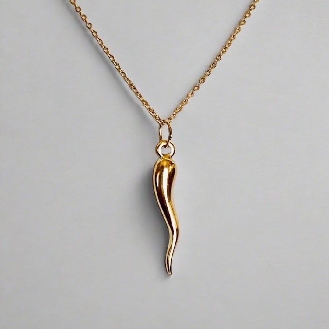 14K Gold Italian Horn Charm: 3D Cornicello Good Luck Pendant - Etsy