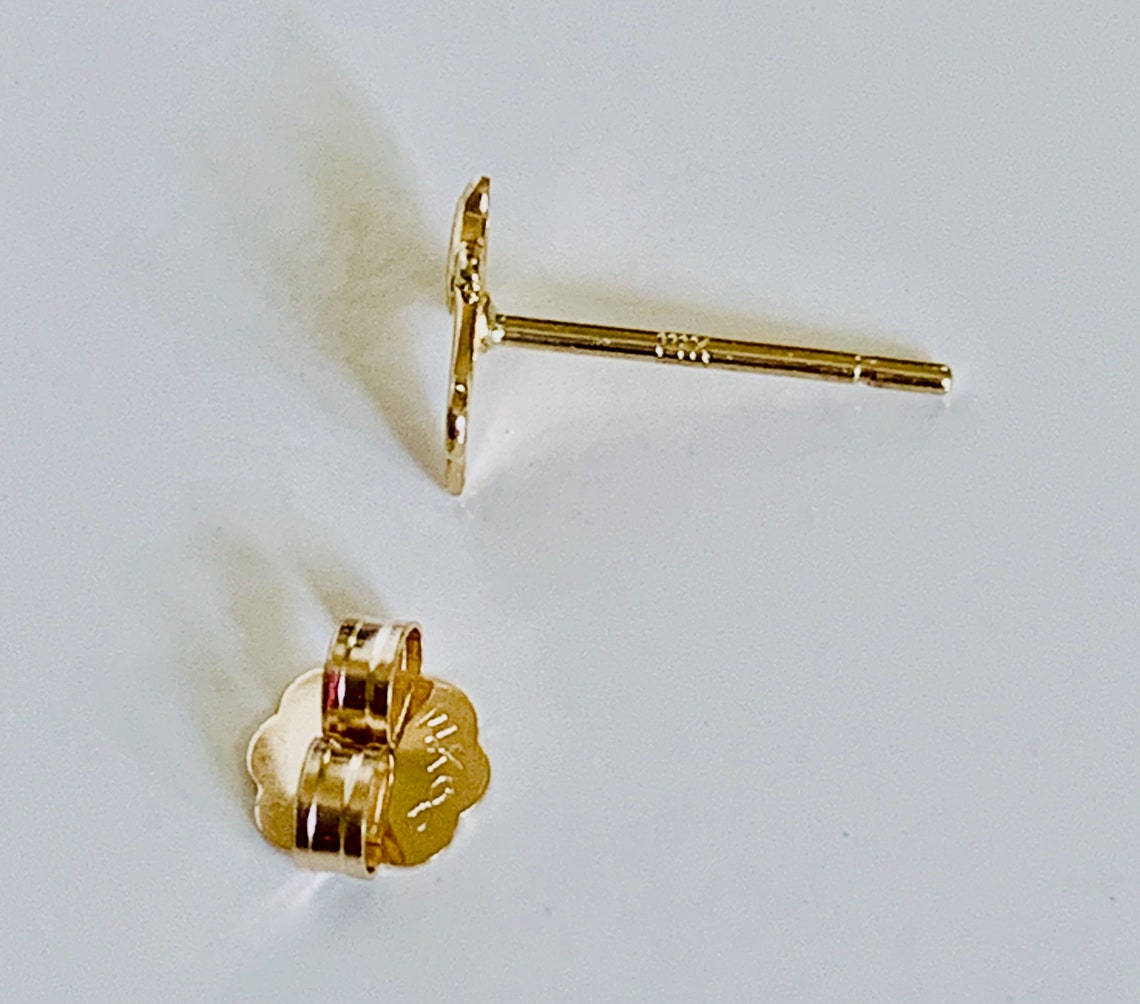 14K Solid Gold Tiny Delicate Cat Stud Earrings / Kitty Studs - Single ...