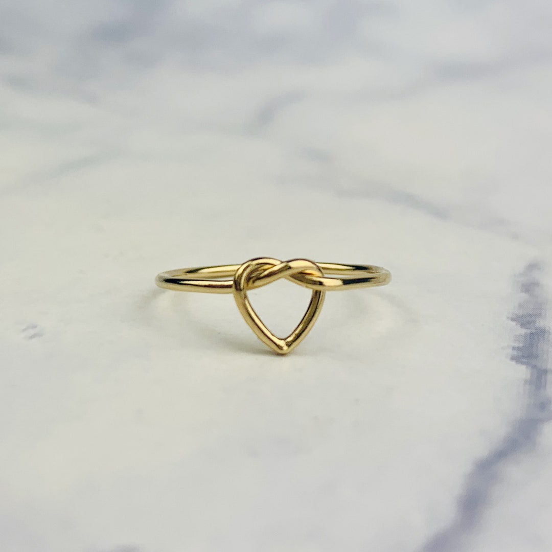 Gold Filled Heart Shaped Knot / Lover's Knot Stackable Ring 0.97mm - Etsy