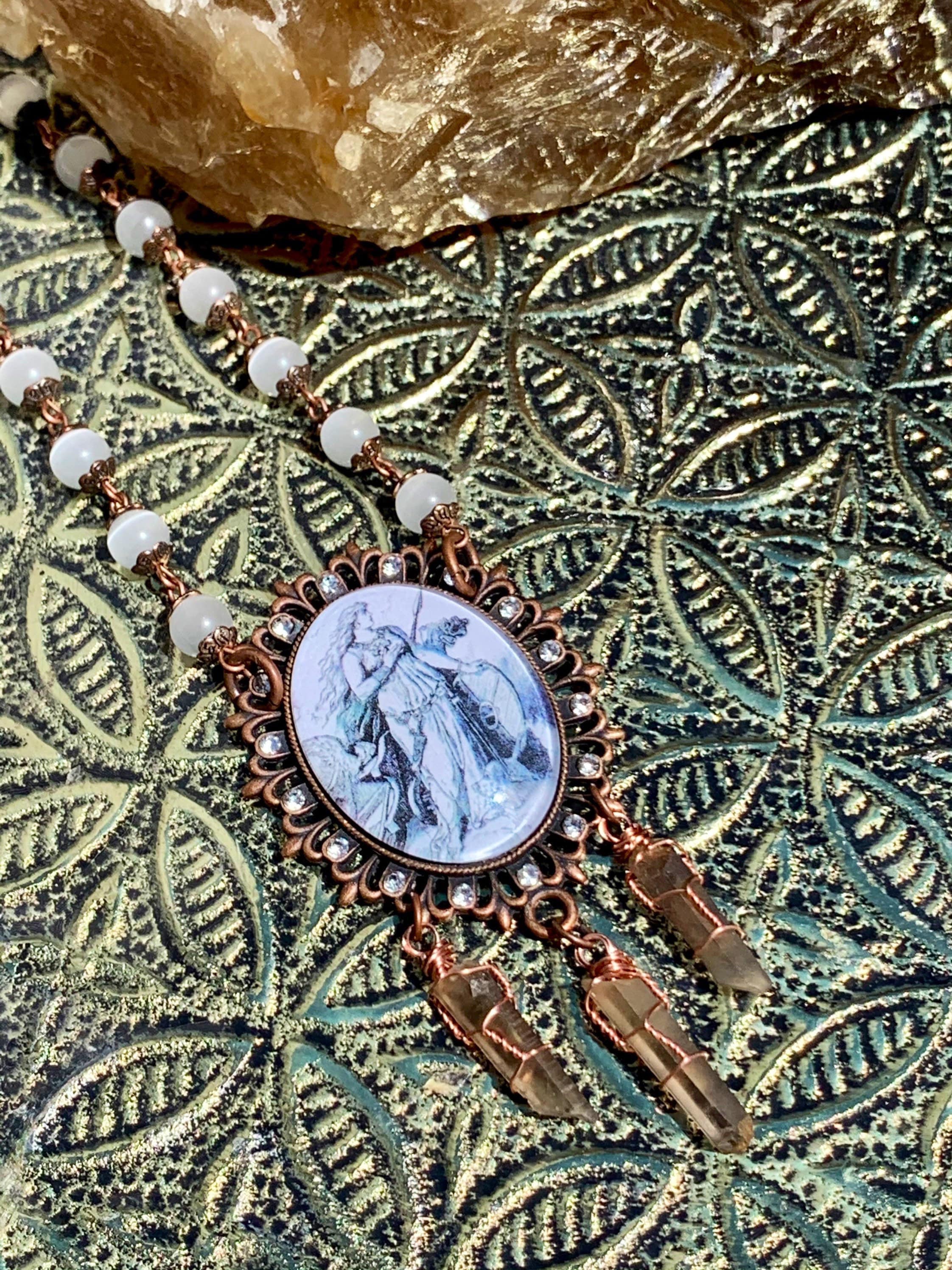 Freya Necklace Wiccan Jewelry Rosary Style Beaded Chain Pagan Pendant ...