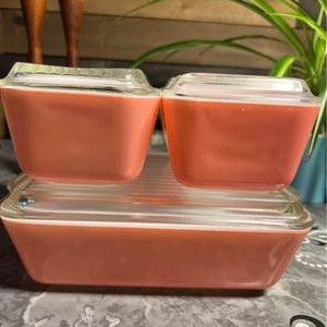 Vintage Pyrex Pink Flamingo Refrigerator Set 501 501 502 503 With Lids ...