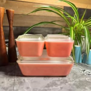 Vintage Pyrex Pink Flamingo Refrigerator Set 501 501 502 503 With Lids ...