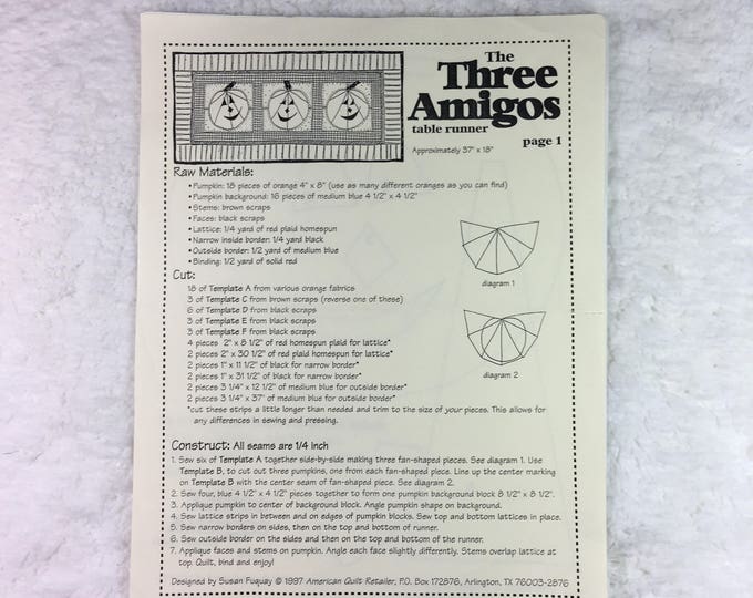 The Three Amigos Quilted Table Runner Kit / Designed by Susan Fuquay ...