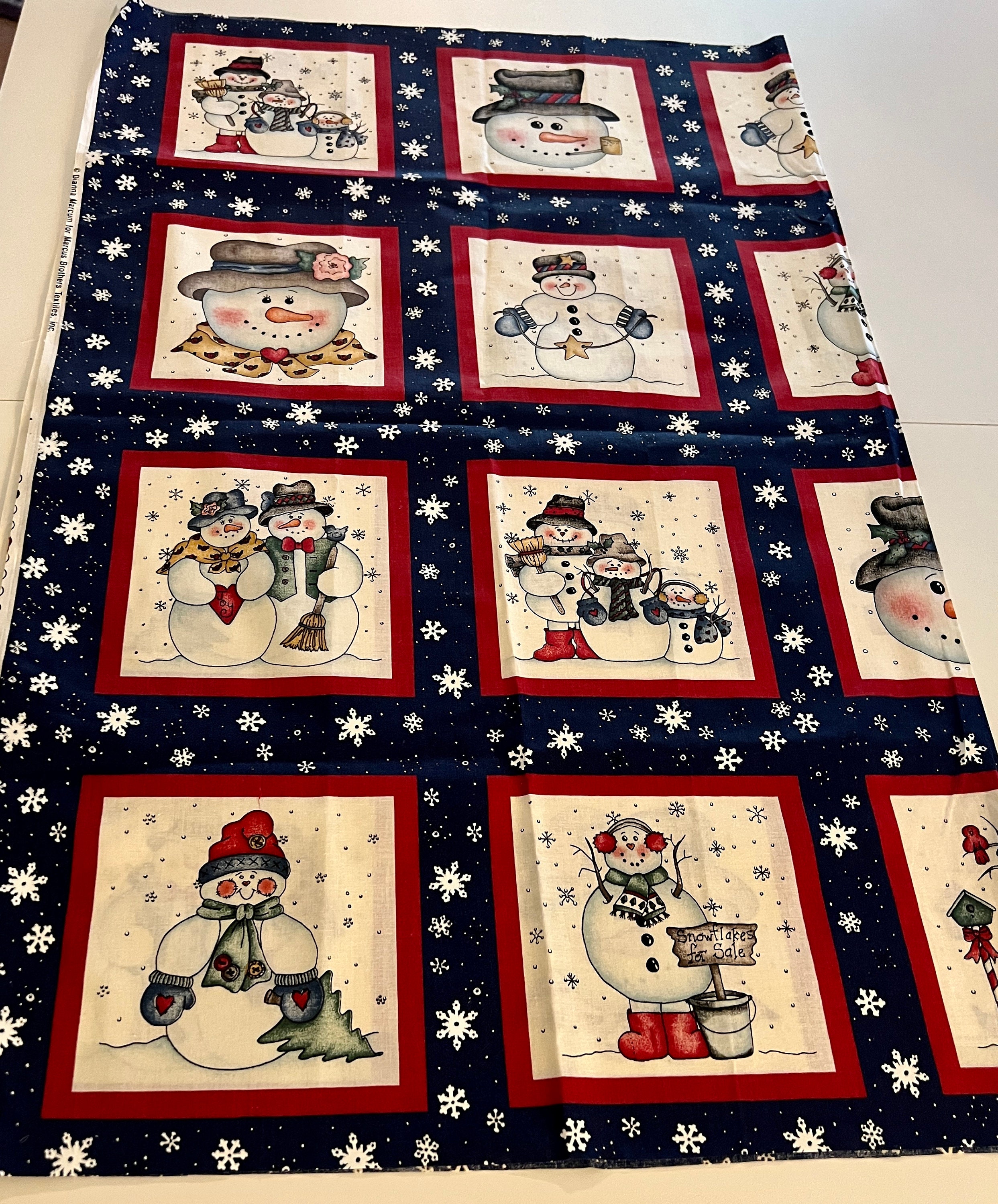 Vintage Snowman Fabric Panel / Dianna Marcum / Marcus Brothers - Etsy
