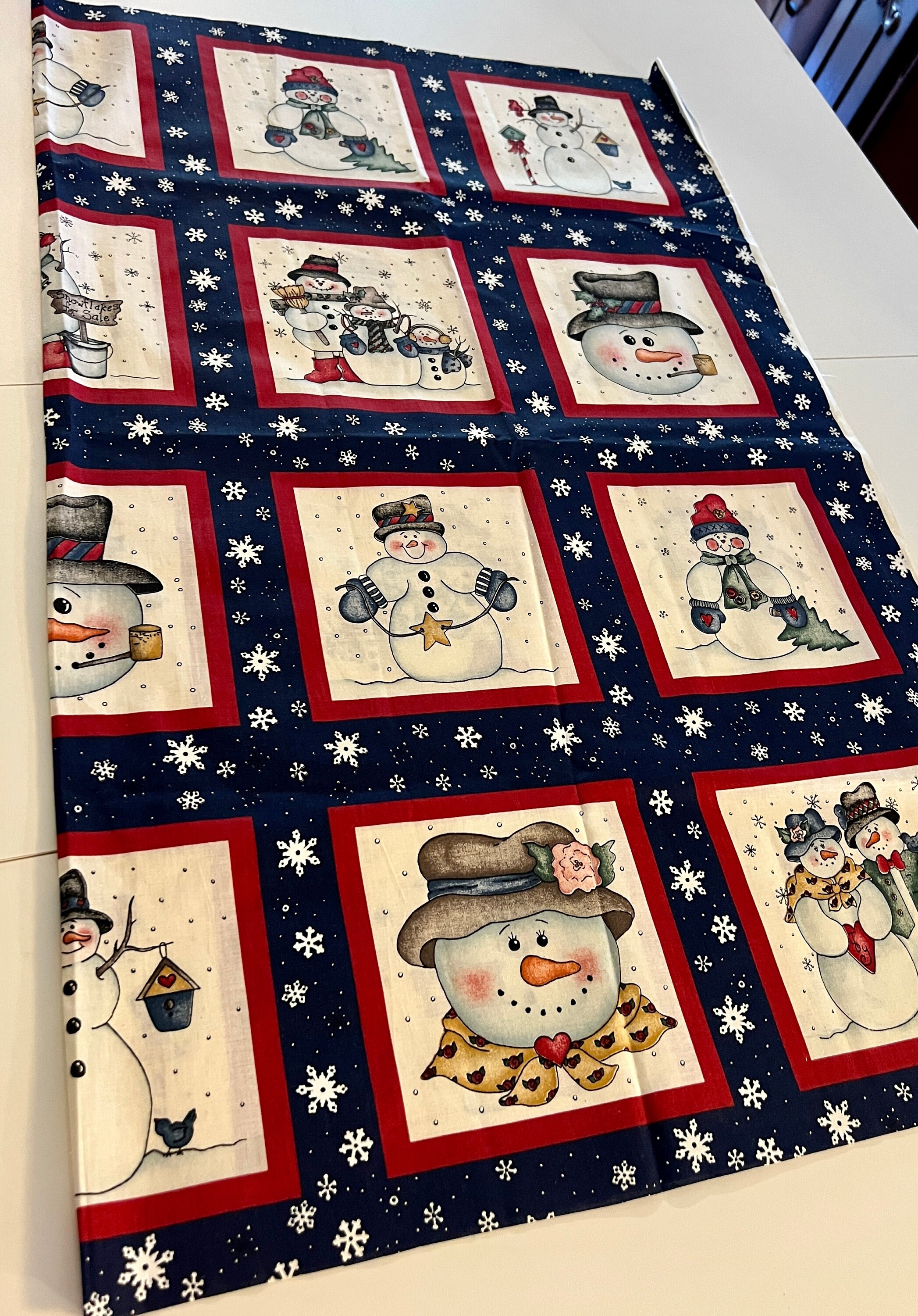 Vintage Snowman Fabric Panel / Dianna Marcum / Marcus Brothers - Etsy