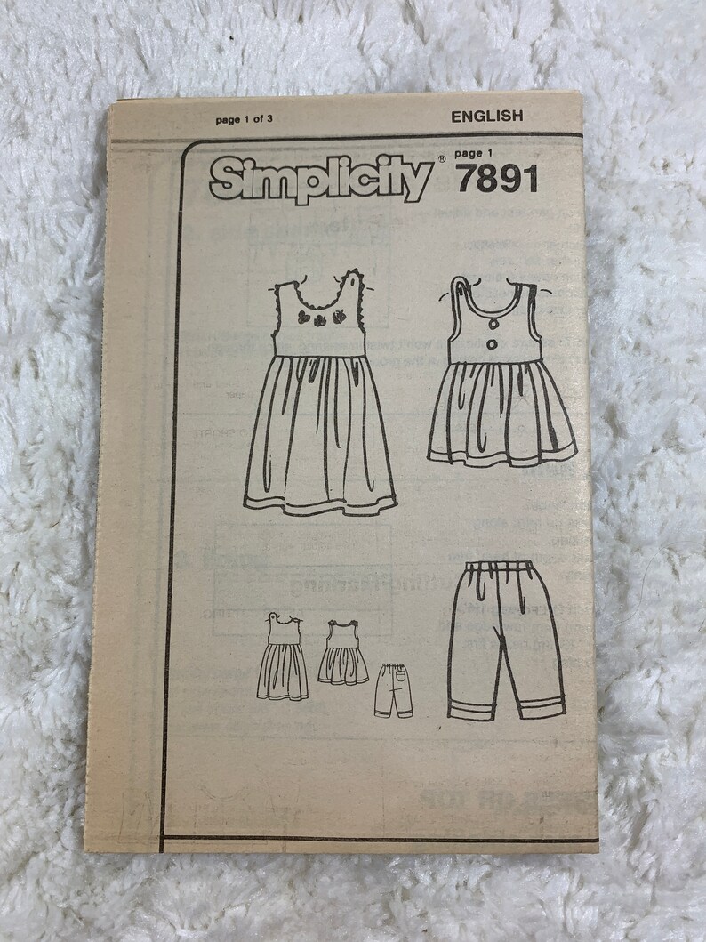 Simplicity 7891 Vintage Sewing Pattern Girls' Dress or Top - Etsy