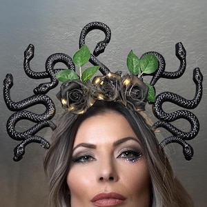 Medusa Light Crown - Snakes and Roses Goddess Crown - Mythology Rave ...