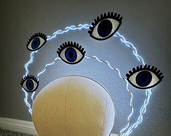 Surrealism Multi Eye Light up Snake Crown light Rave Glowing Headpiece ...