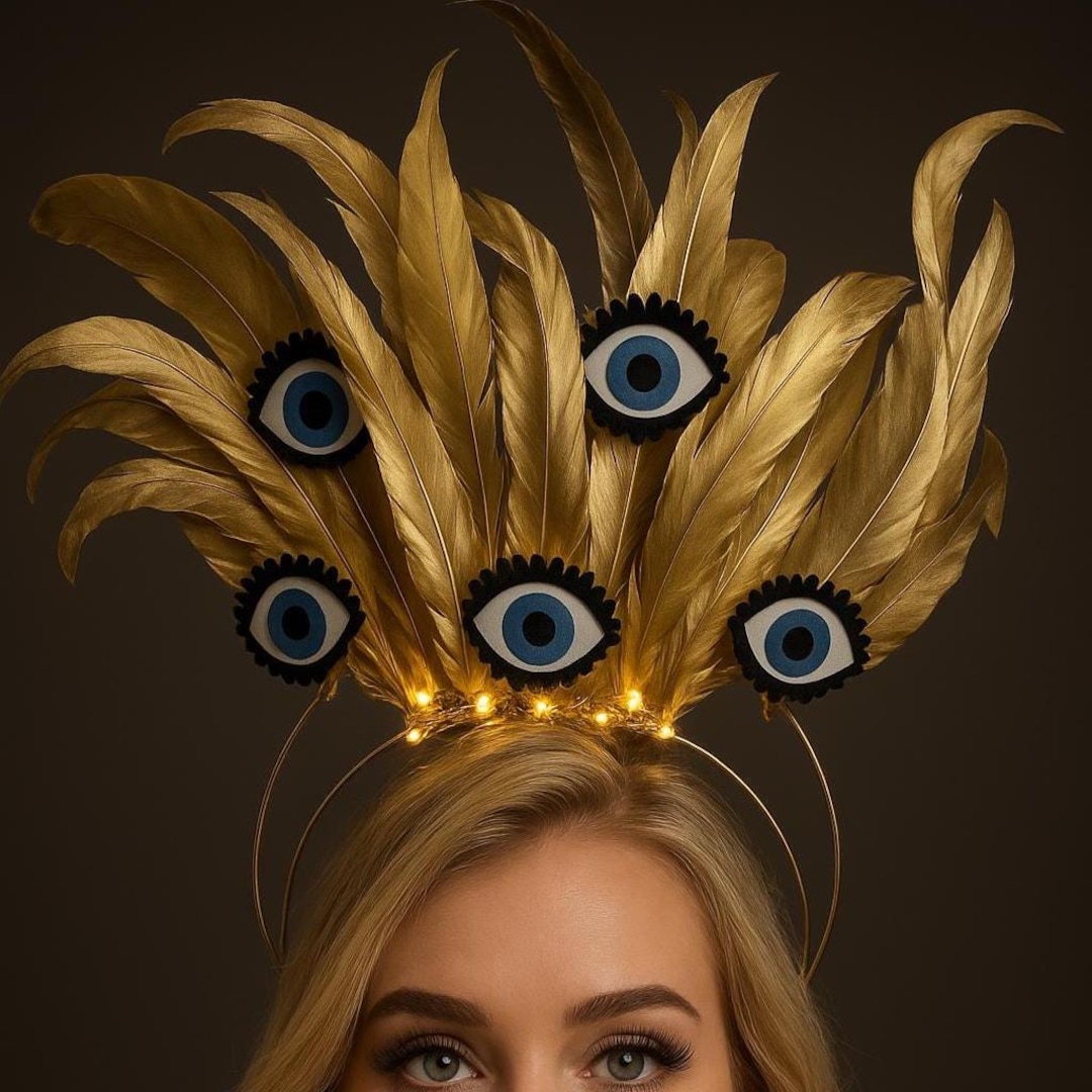 Light up Biblically Accurate Angel Crown - Feather Goddess Eye Crown ...