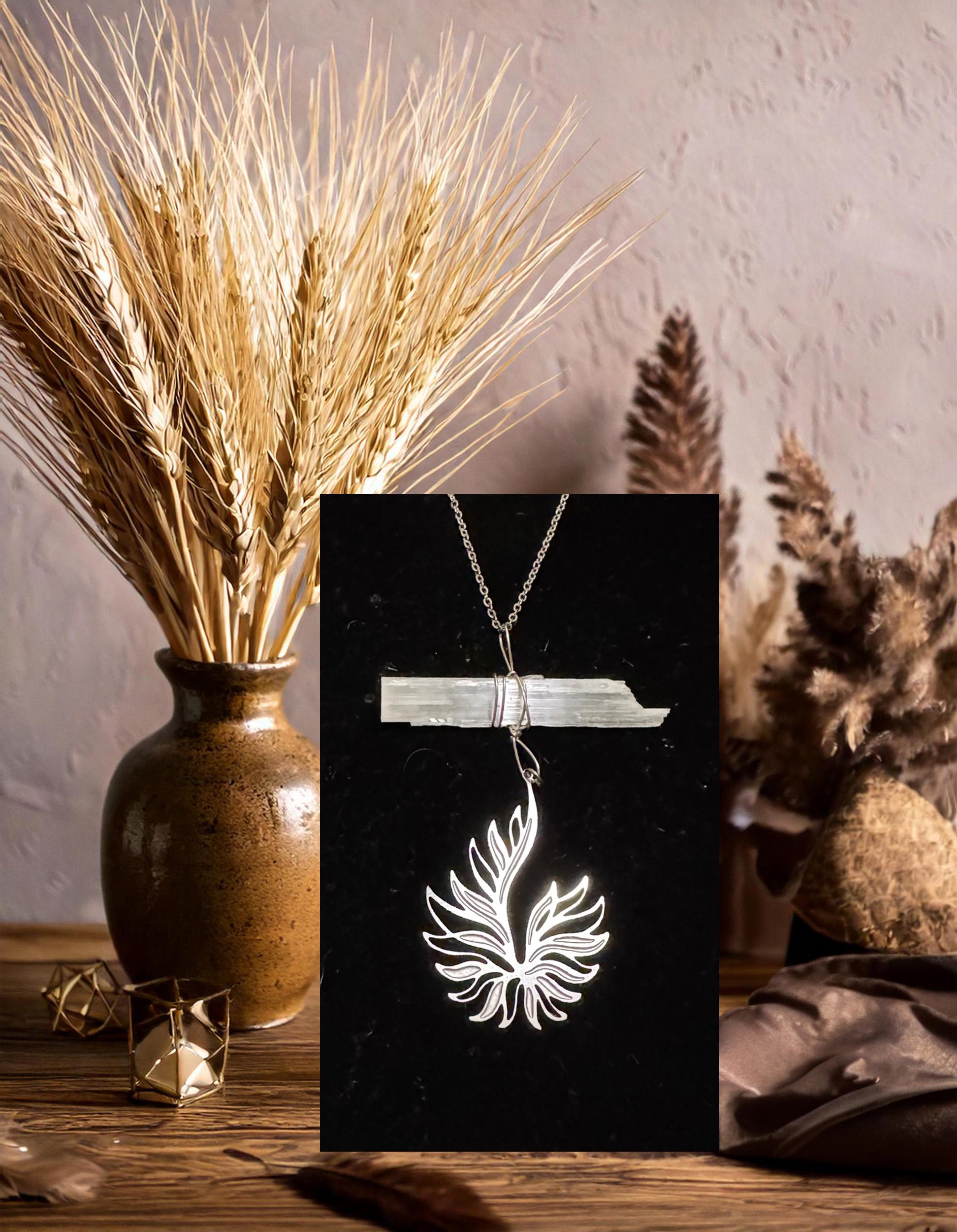 Joshua Tree Selenite Crystal Phoenix Necklace for Clarity and ...