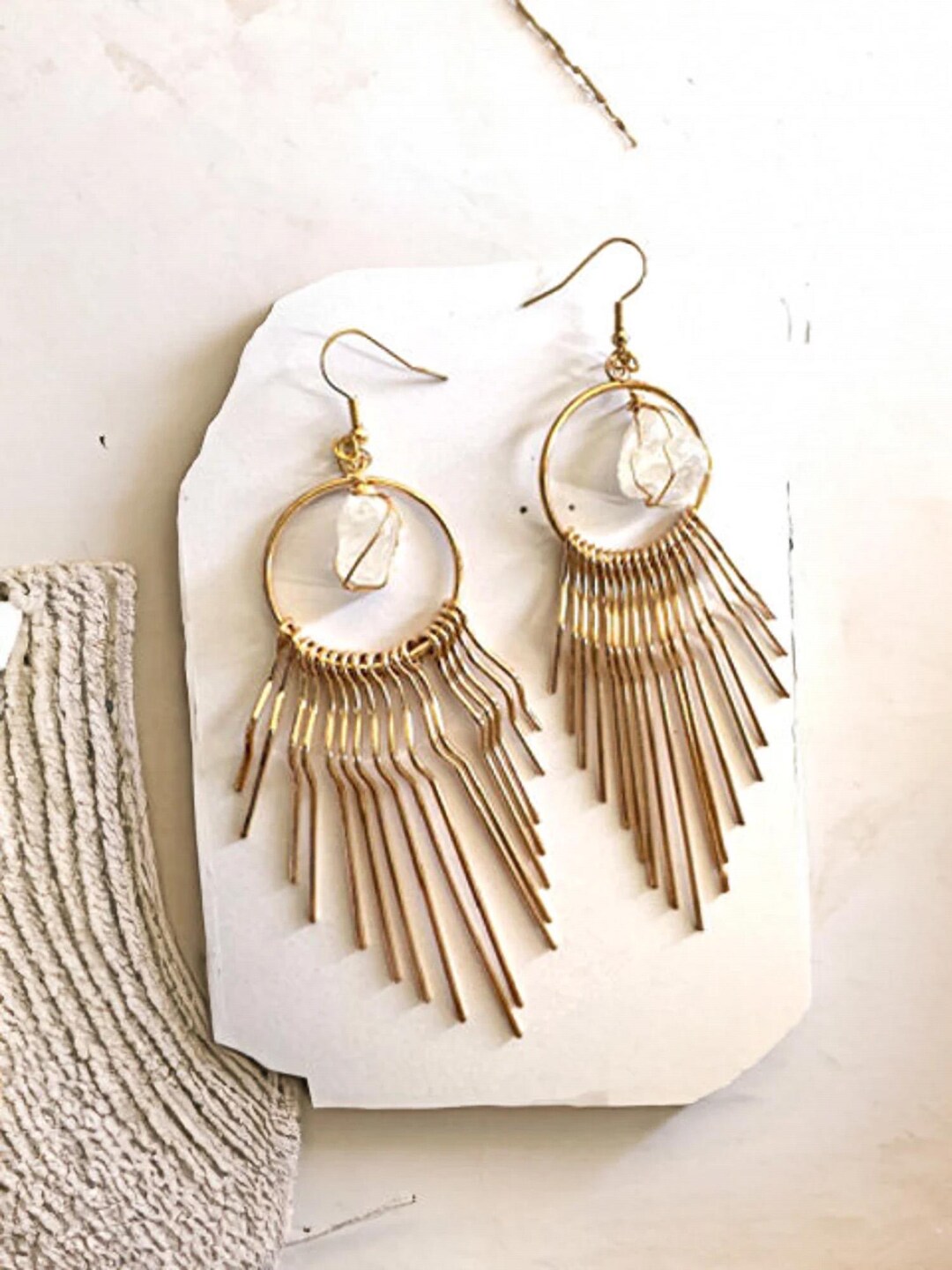 Genuine Quartz Crystal Sunbeam Earrings - Joshua Tree Quartz Crystal ...
