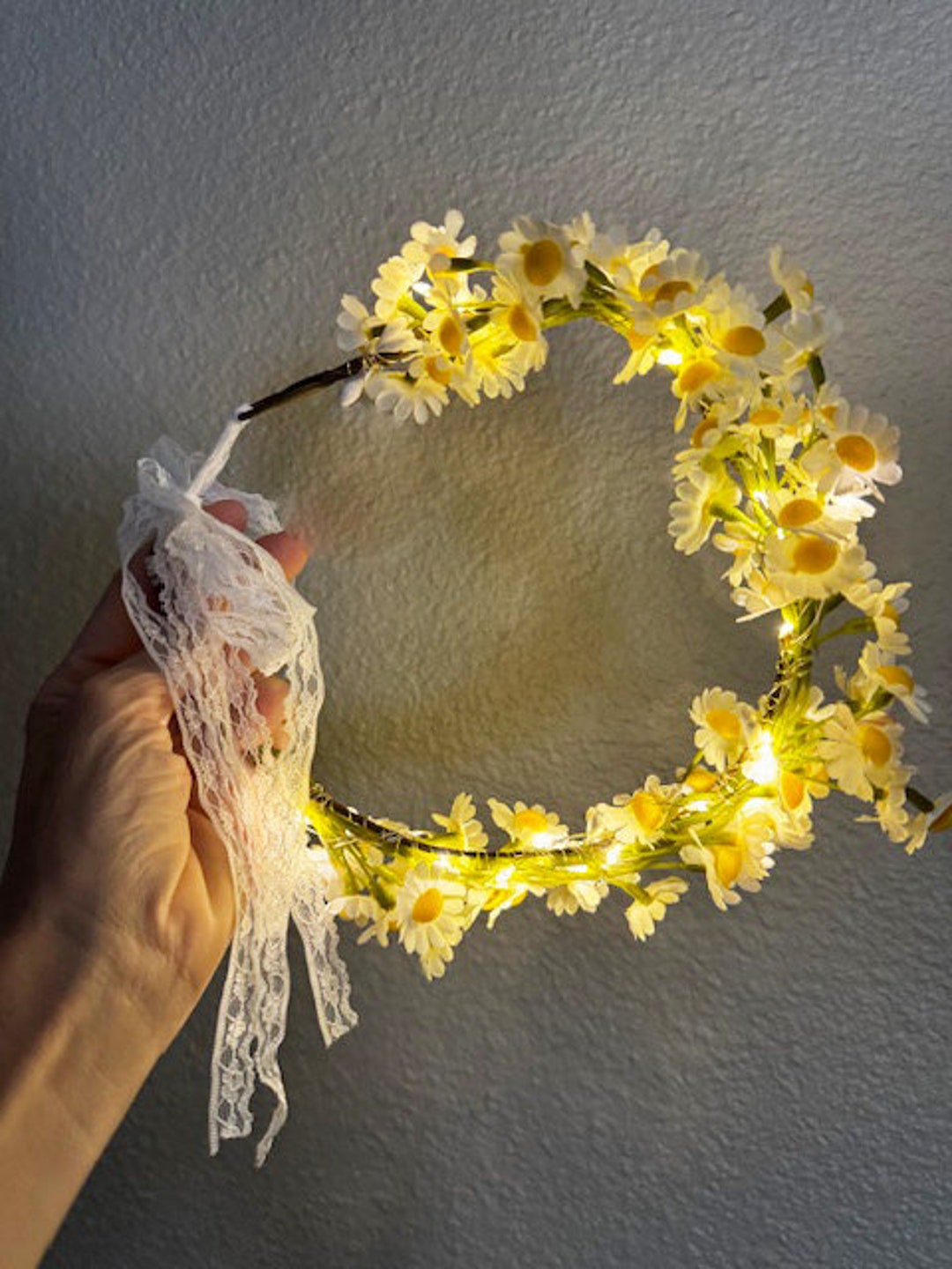 Tiny Daisy Light up Bridal Crown Small Flower Girl Head Wreath for ...