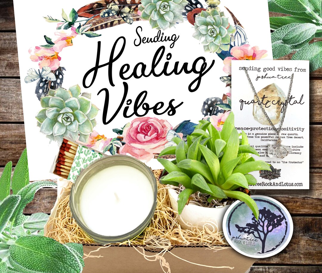 Healing Vibes Get Well Gift Box Set - Succulent & Joshua Tree Quartz ...
