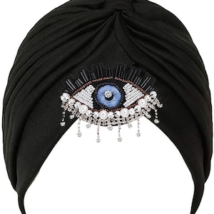 Mystical Black Turban With Evil Eye - All Seeing Eye Turban | Fortune ...