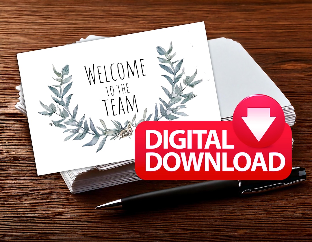 Print at Home Card - DIGITAL DOWNLOAD DIY - New Employee Card, Welcome ...