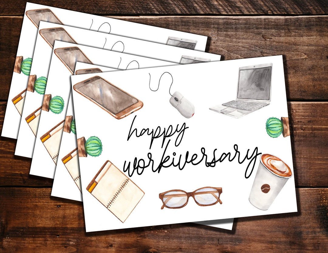 Happy Workiversary - Cards Only - Postcard Style Cards - Work ...