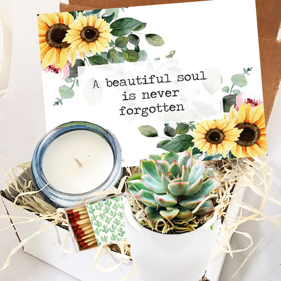 A Beautiful Soul is Never Forgotten Sunflower Card Succuent | Etsy