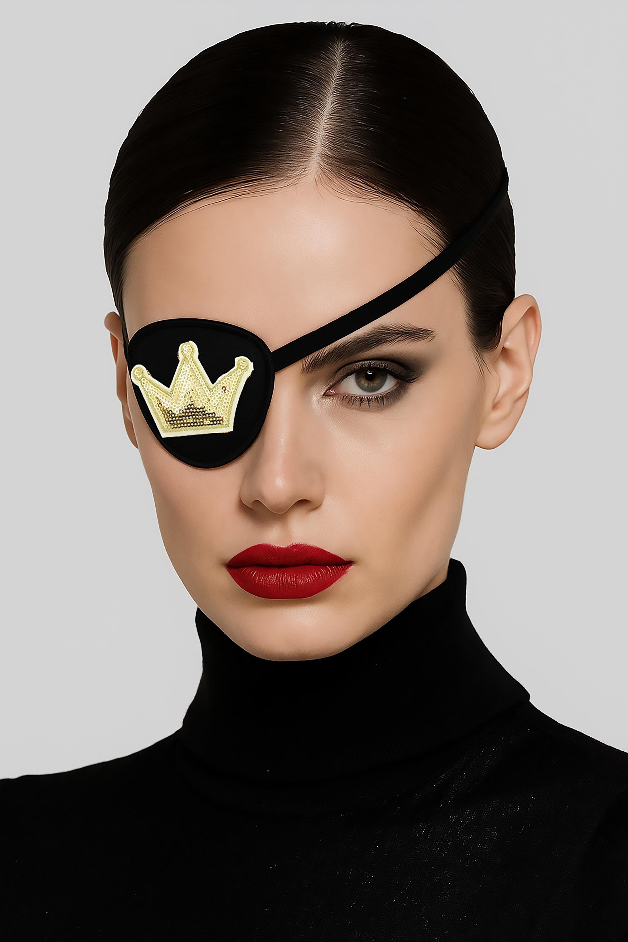 Golden Crown Sequin Eye Patch With Fringe – Statement Costume Accessory ...