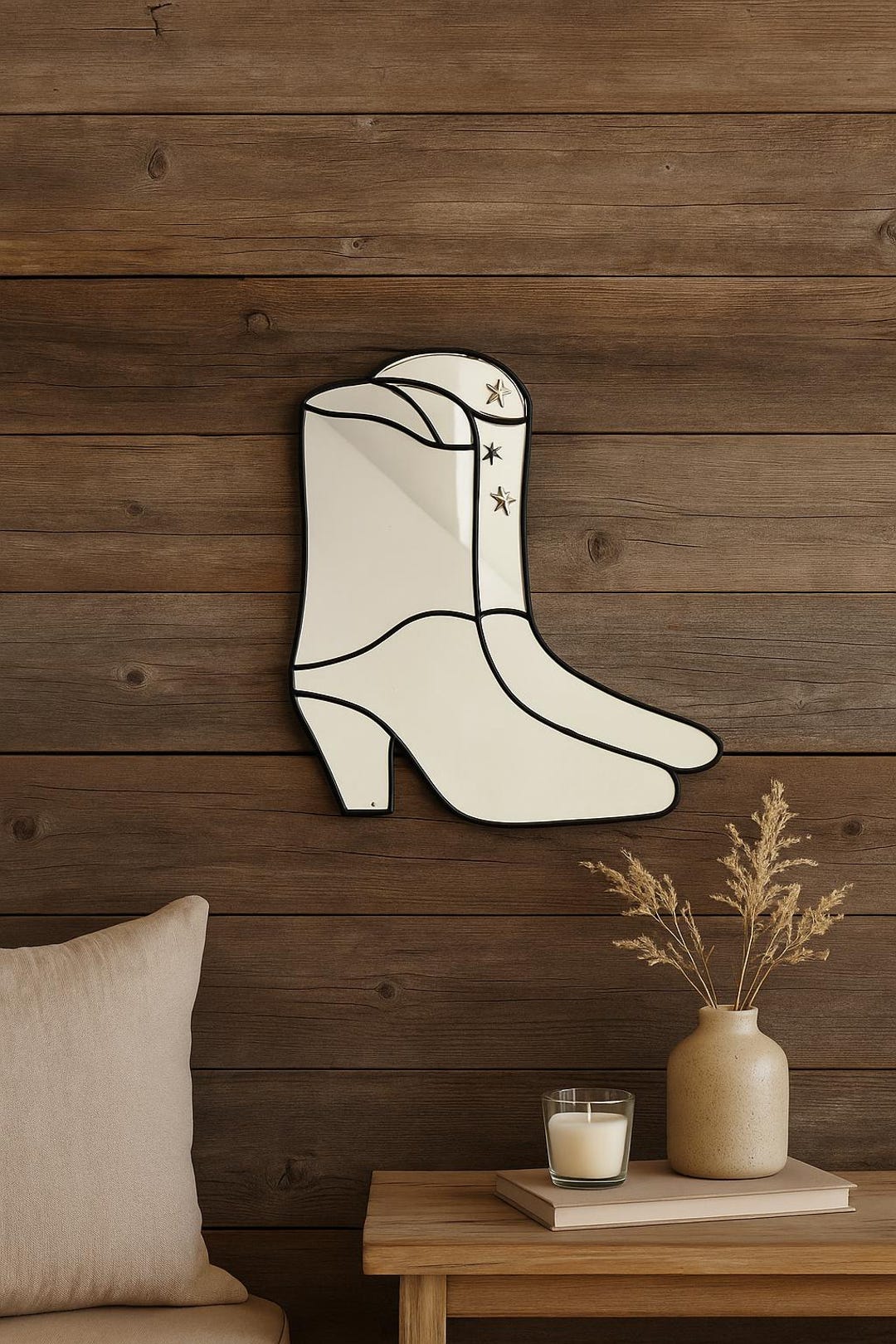 Vintage Cowboy Boots Wall Mirror - Country Fashion Home Decor - Cowboy ...