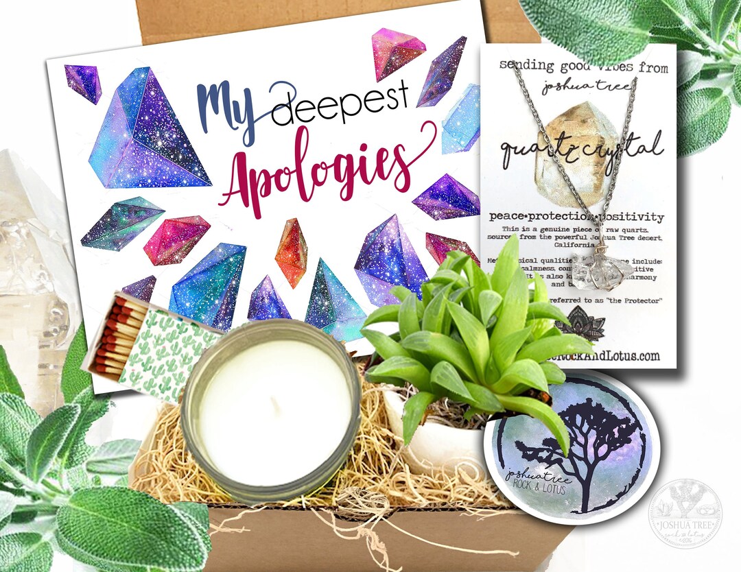 Succulent, Candle and Crystal Necklace Apology Gift Box - My Deepest ...