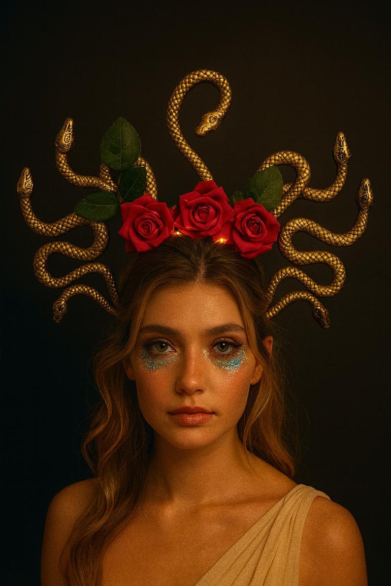 Medusa Light Crown - Snakes and Roses Goddess Crown - Mythology Rave ...